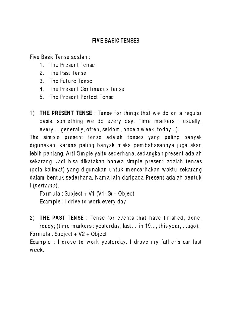 The Five Basic Tenses | PDF