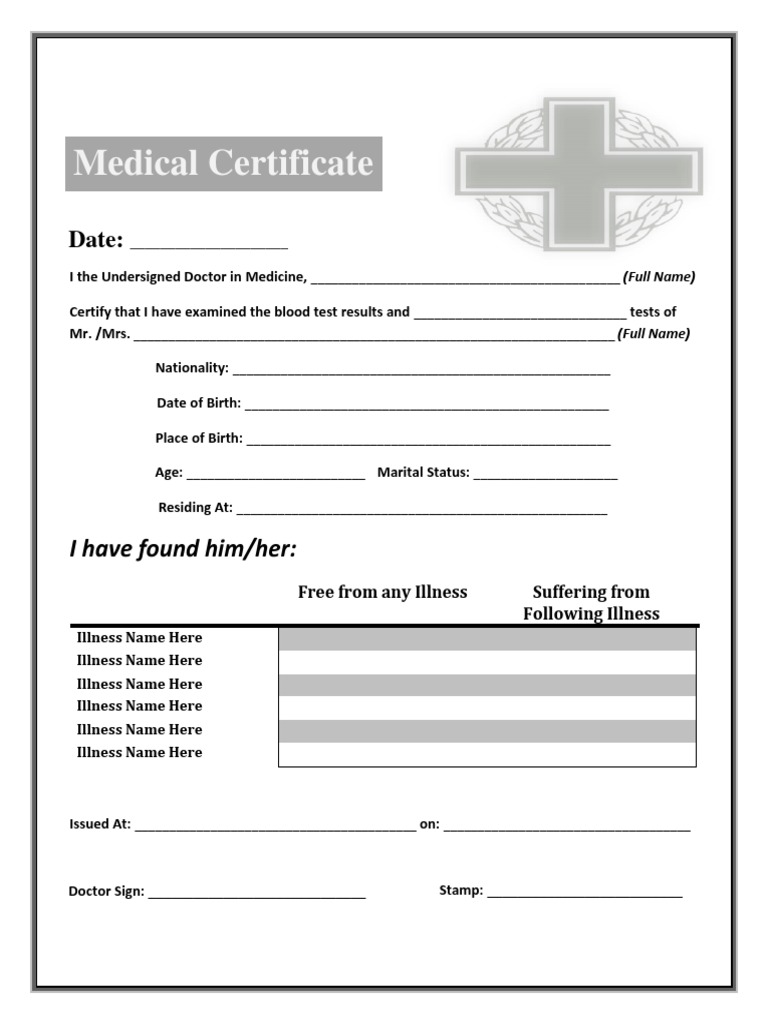 Simple Medical Certificate Template | PDF