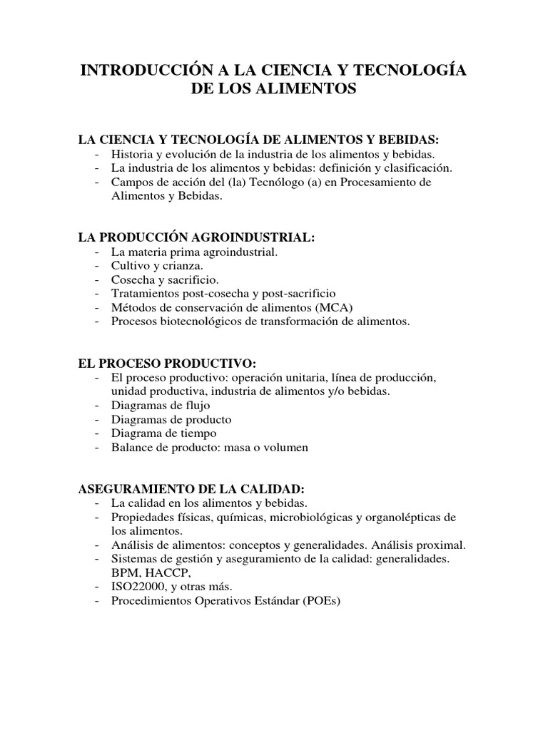 Introducción A La Ciencia y Tecnología de Los Alimentos | PDF