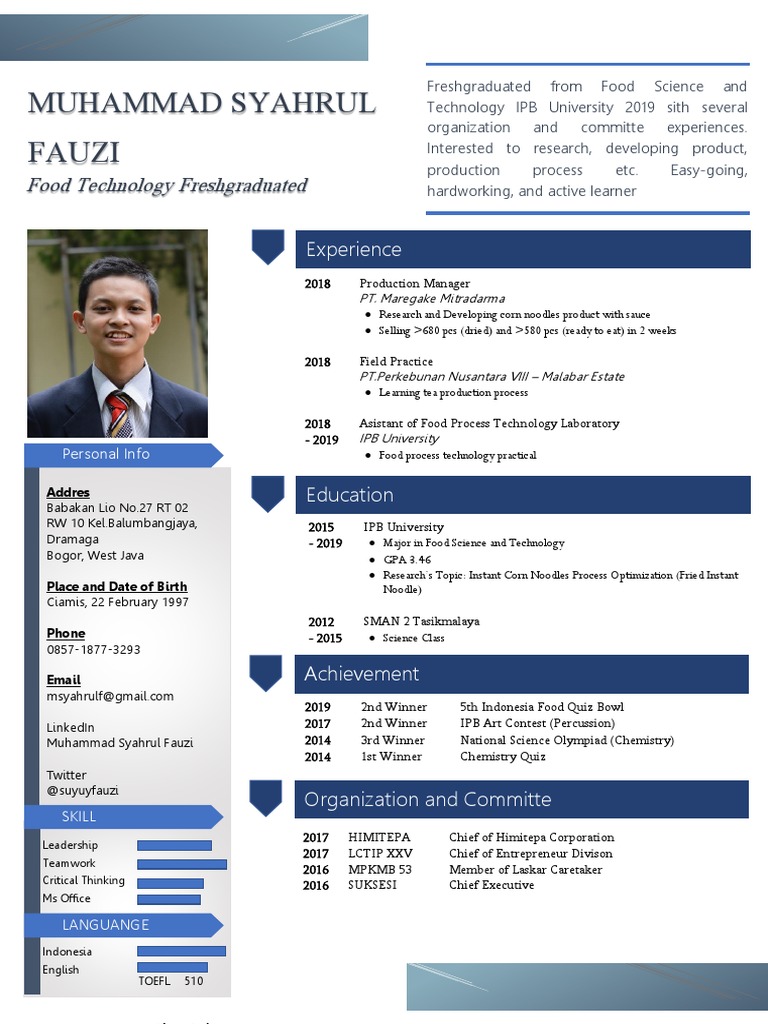 CV Terbaru - M Syahrul Fauzi PDF | PDF | Learning | Foods