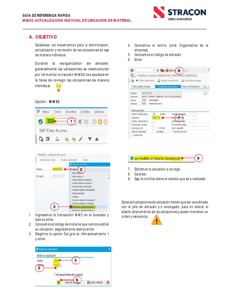 SAP ALMACEN - MM02 Corrección de Ubicaciones PDF | PDF
