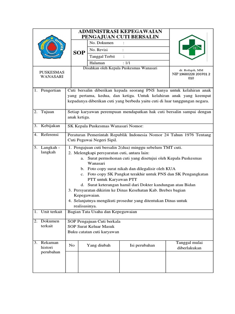 Sop Cuti Bersalin | PDF