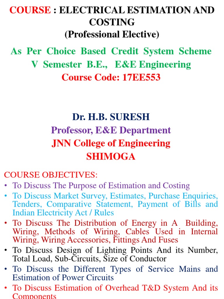Estimation and Costing 1 | PDF | Electrical Wiring | Insulator ...