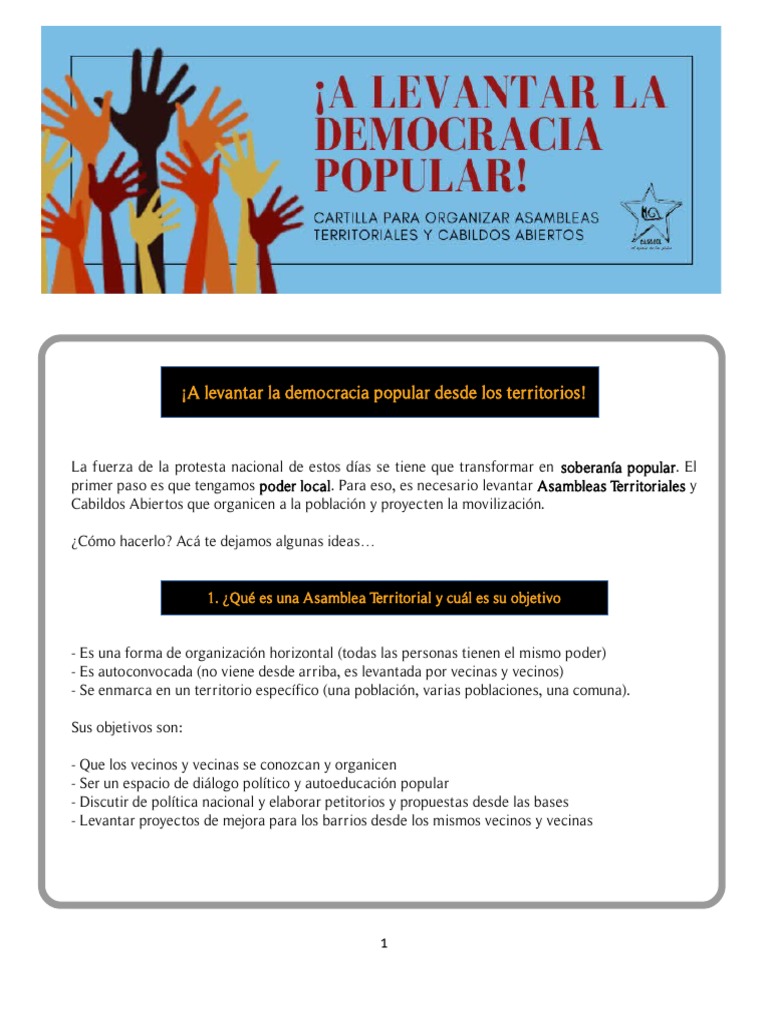 Cartilla para Organizar Asambleas Territoriales y Cabildos Colectivo Caracol PDF | PDF ...