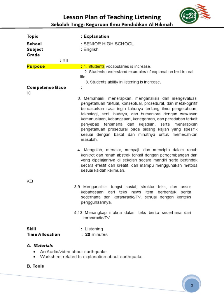 PTL - Lesson Plan1 - K.ihsan | PDF | Lesson Plan | Teaching