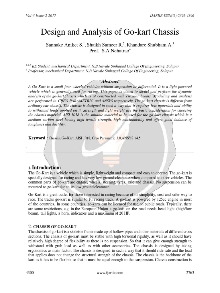Design And Analysis Of Go Kart Chassis Ijariie4300 Pdf Pdf Steel