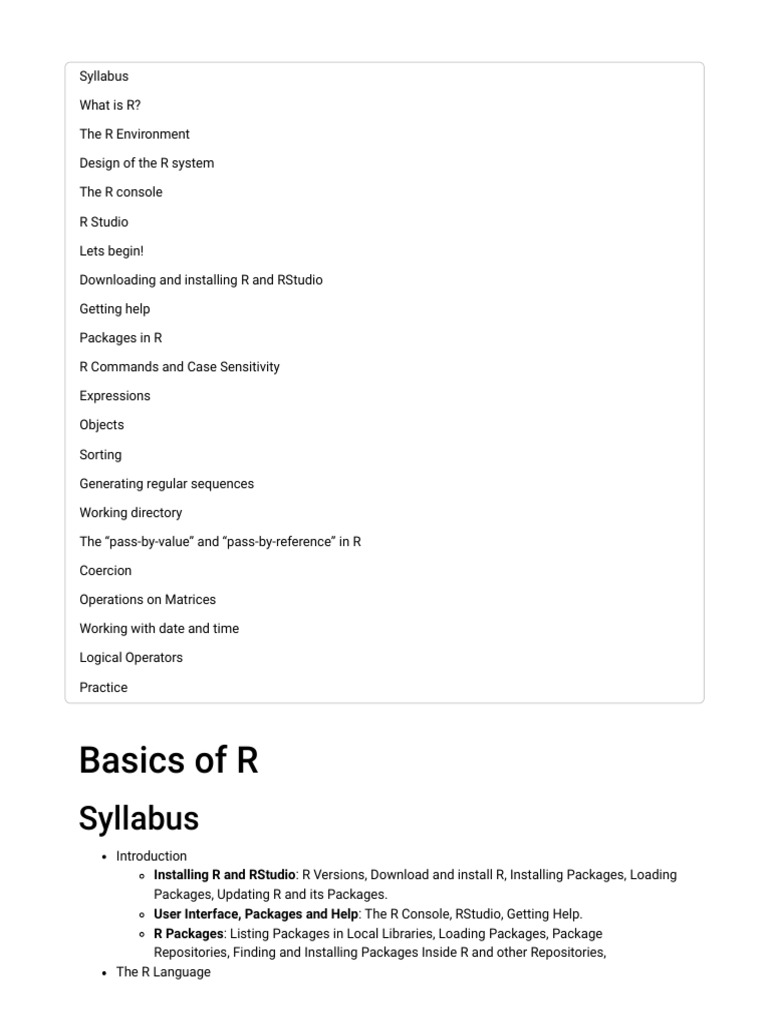 Basics of R PDF | PDF | R (Programming Language) | Command Line Interface