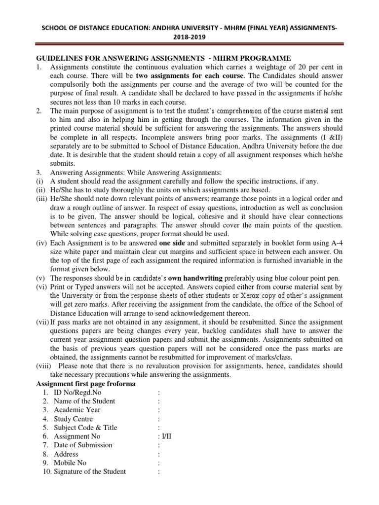 Assignments Final Year MHRM 2018 2019 | PDF | Labour Economics | Economics