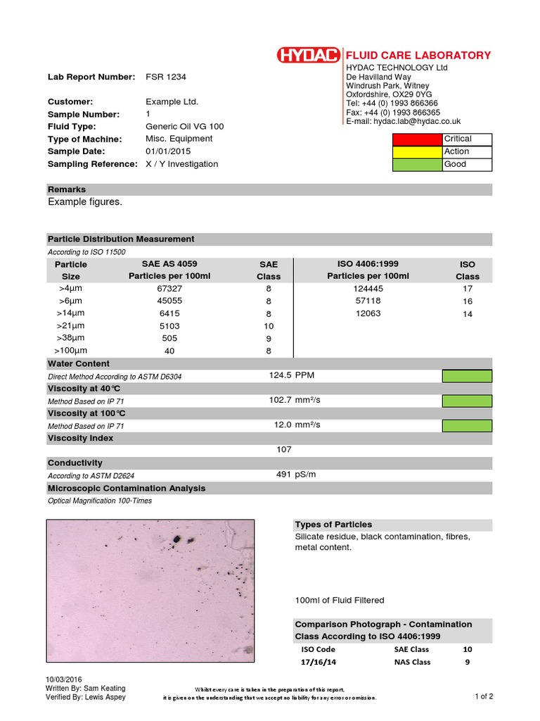 Example Report - Advanced Oil Analysis PDF | PDF | Zinc | Lead