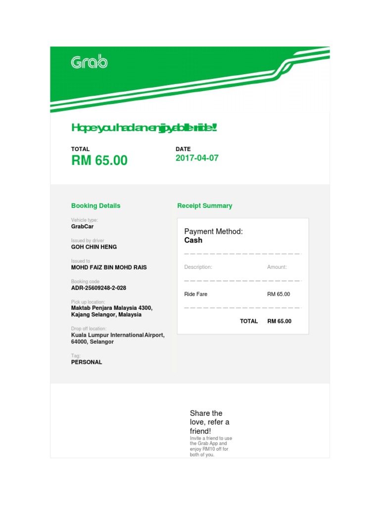 Resit Grab | PDF | Malaysia | Transport