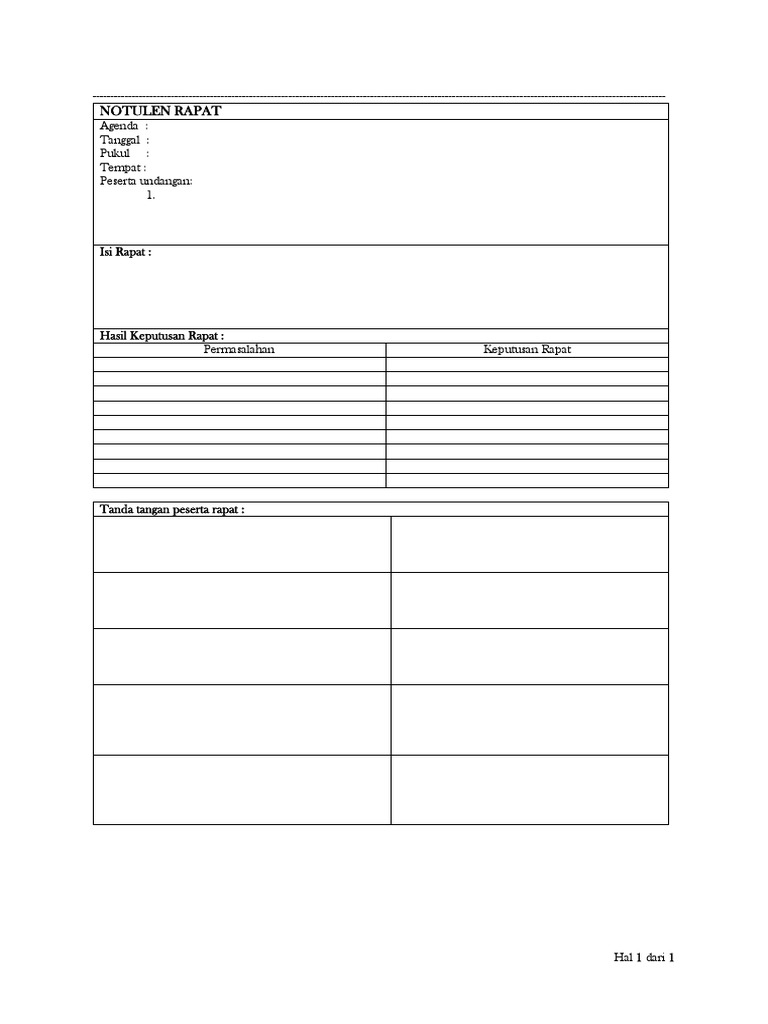 Template Notulen Rapat | PDF
