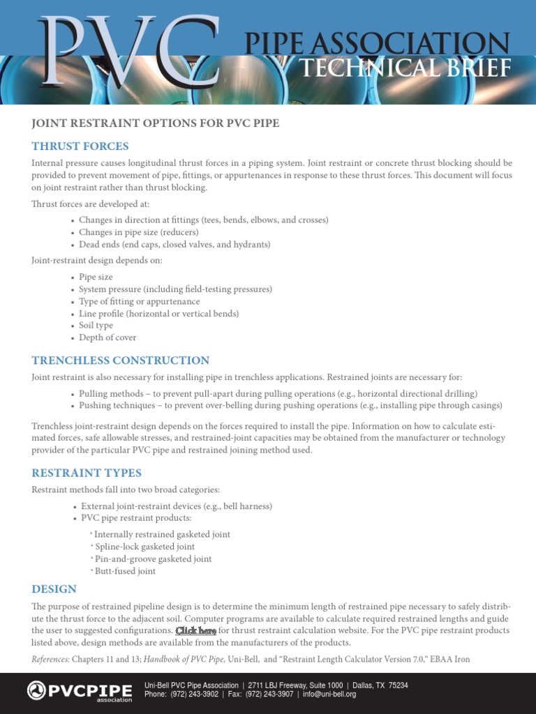 Joint Restraint Options For PVC Pipe PDF | PDF | Pipe (Fluid Conveyance ...