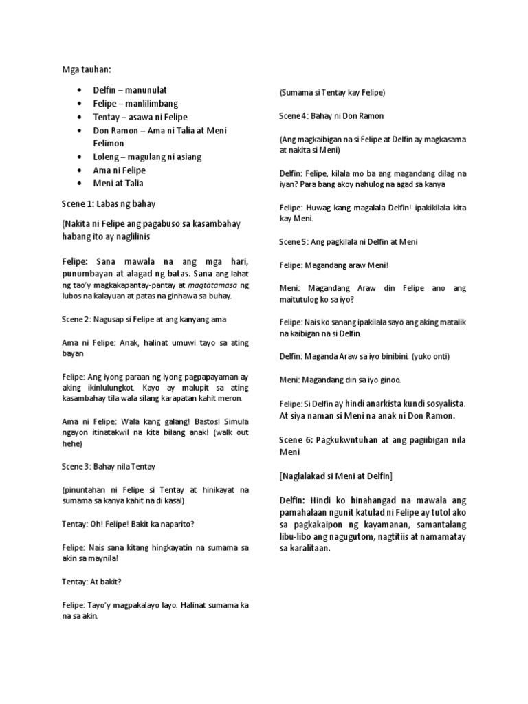 Banaag at Sikat Script | PDF