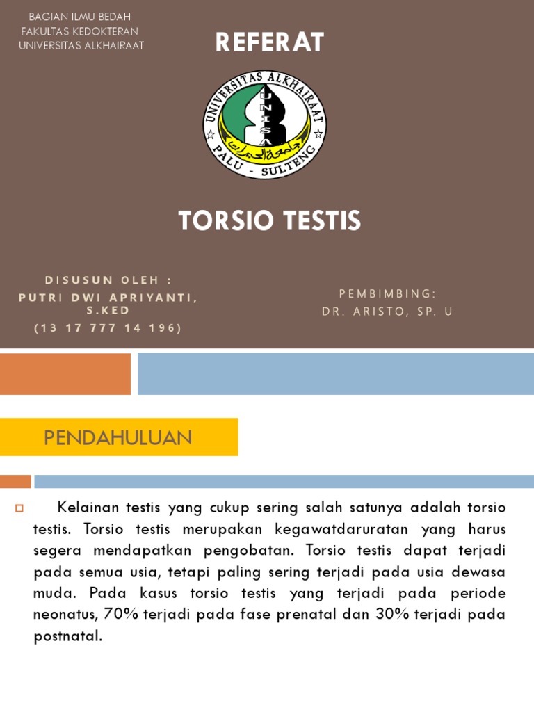 Presentasi Torsio Testis | PDF | Kesehatan Holistik | Sains & Matematika