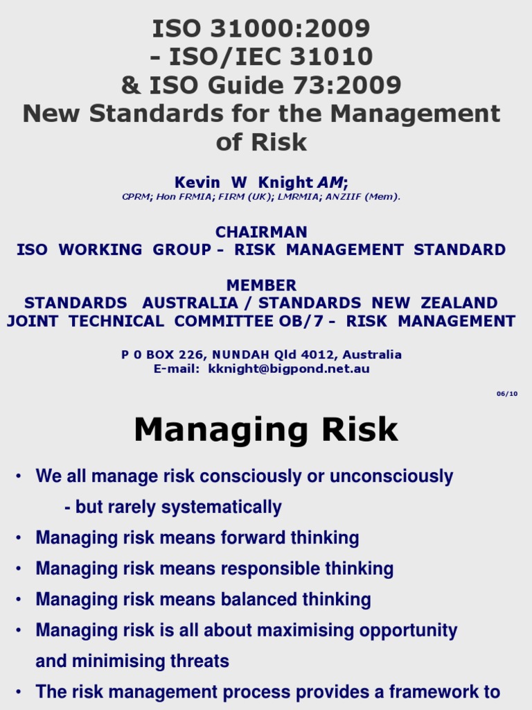 ISO 31000:2009 Risk Management Overview | PDF | Risk Management | Risk ...