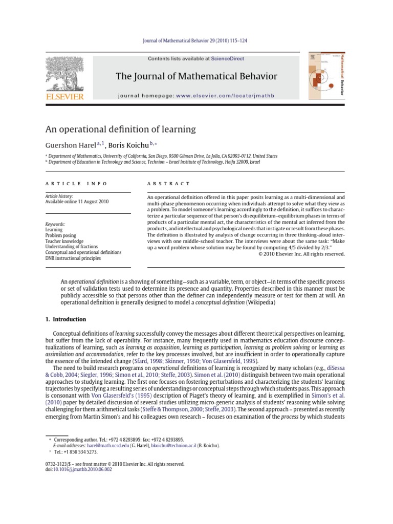 Operational Definition of Learning | PDF | Thought | Learning