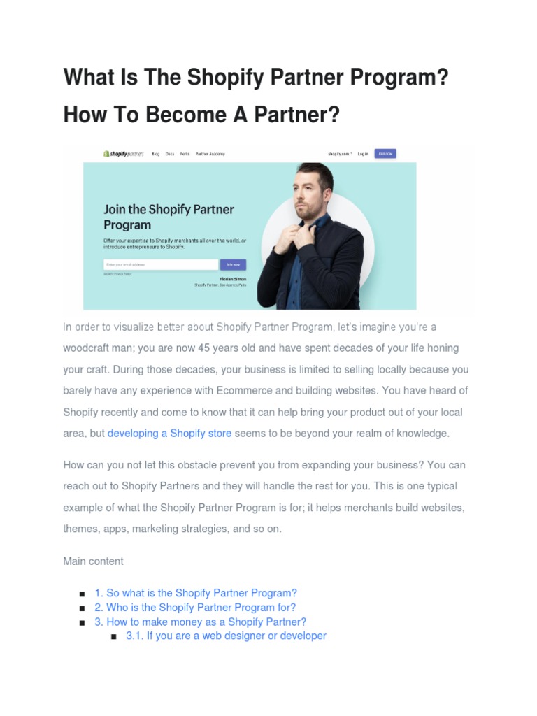 What Is The Shopify Partner Program | PDF | Subscription Business Model ...