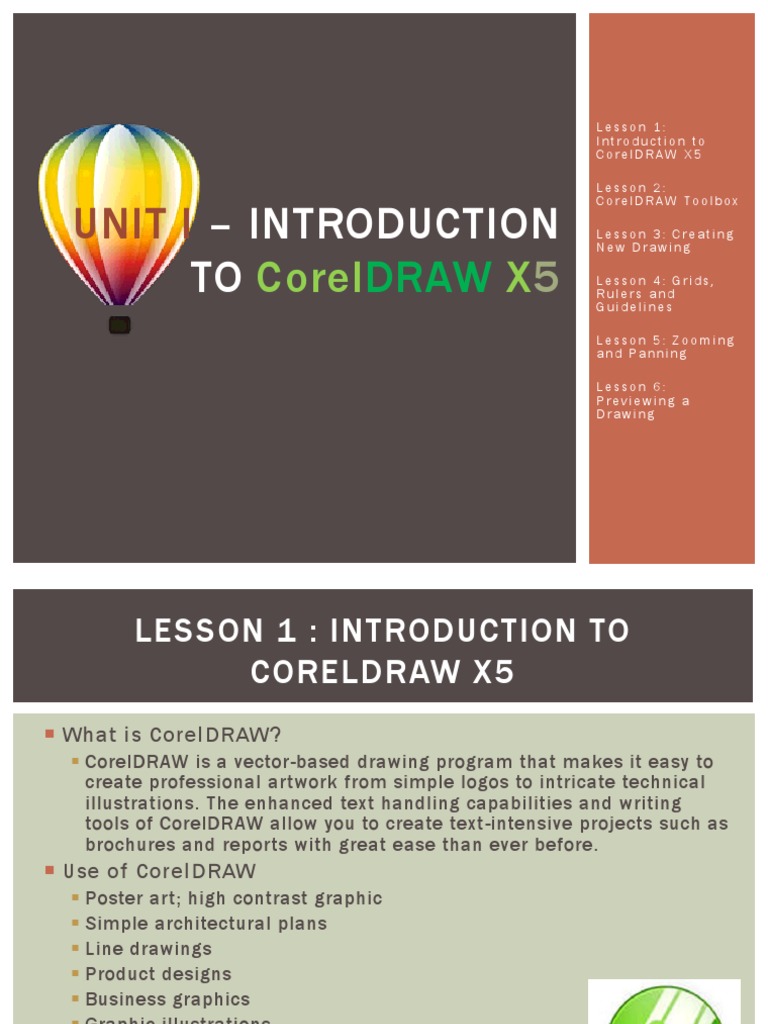 Unit I Introduction To CorelDRAW X5 | PDF | Computer Graphics | Software