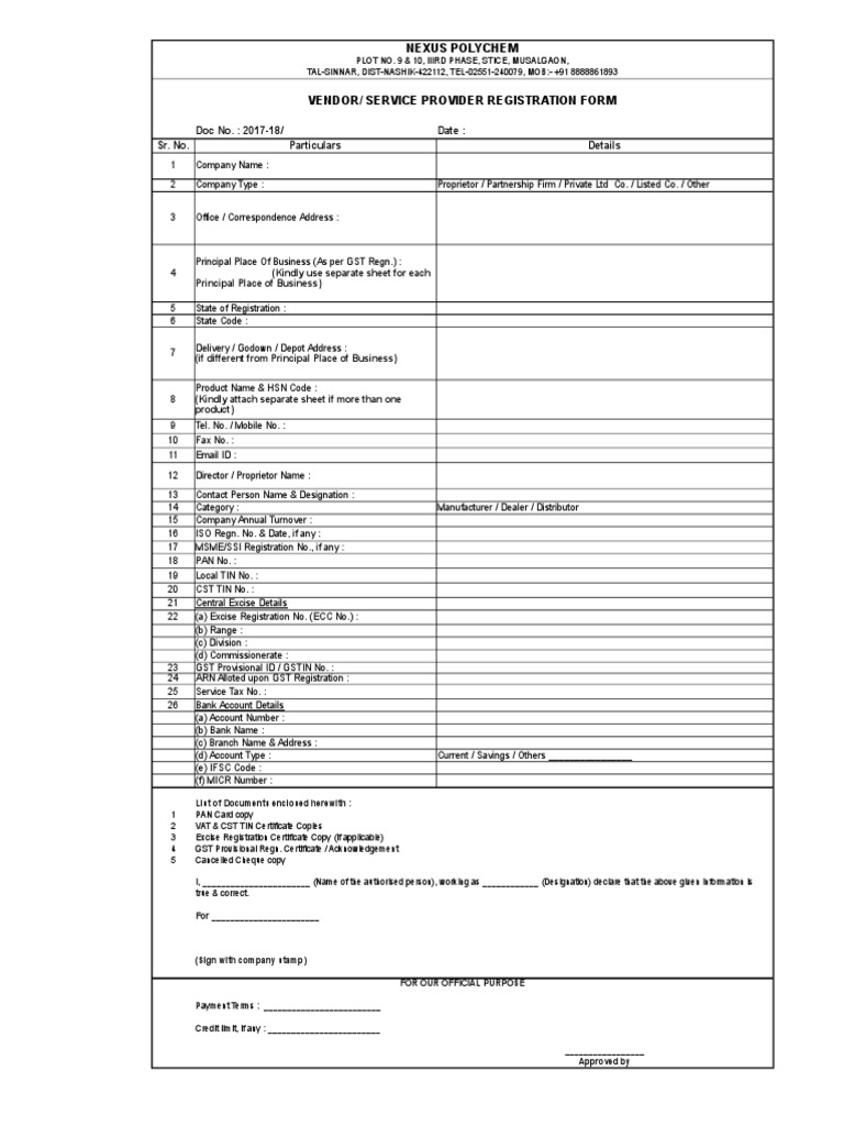 Vendor & Service Provider Registration Form 15.06.2017 (Nexus) - 2 ...