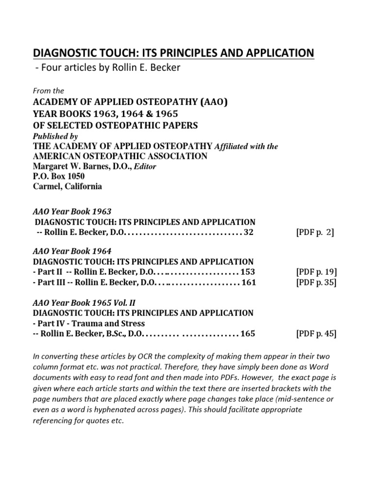 Diagnostic Touch Parts I IV by Rollin Becker PDF | PDF | Vein ...