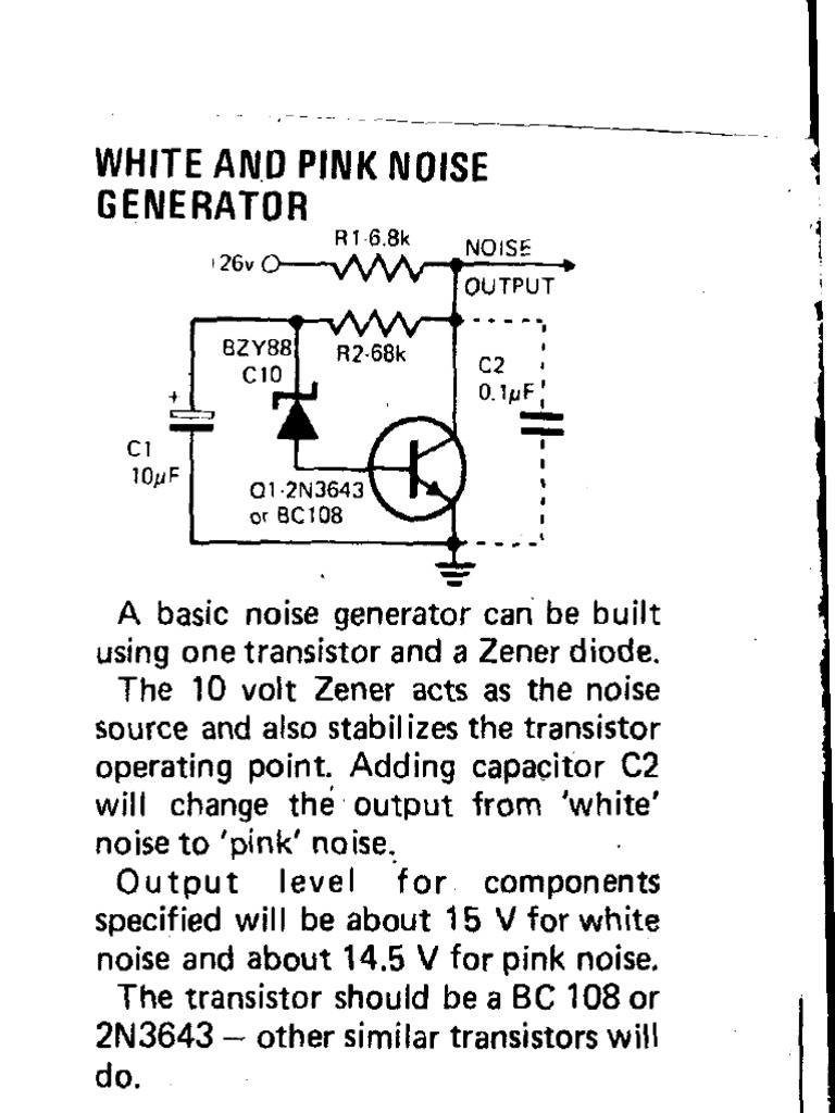 Pink & White Noise Generators - Many Circuits