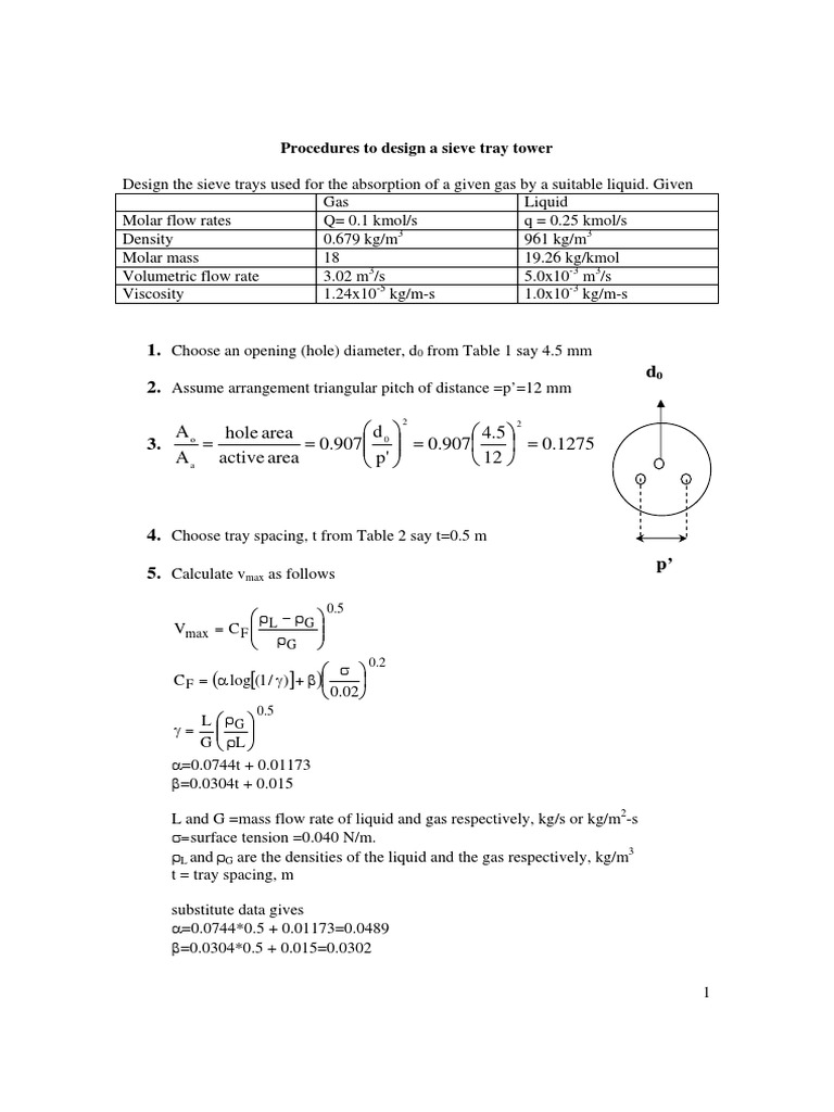 Sieve Tray Tower Design Procedures | PDF | Density | Gases