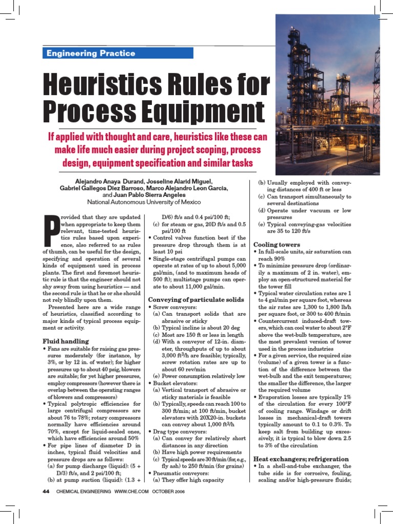 Rules of Thumb For Process Equipment | PDF | Mill (Grinding) | Filtration