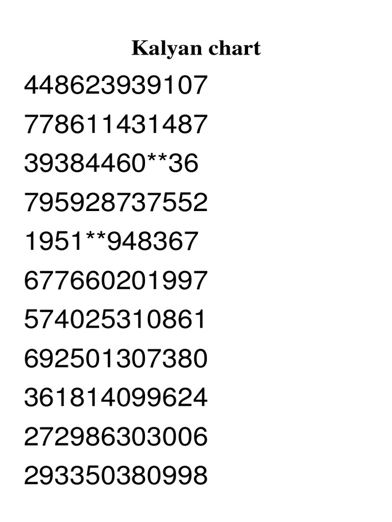 Kalyan Chart | PDF