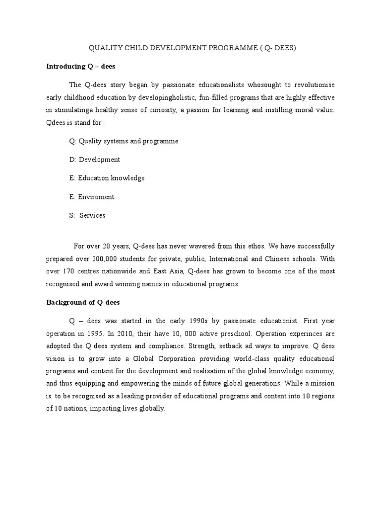 Quality Child Development Programme | PDF | Human Life Stages | Childhood
