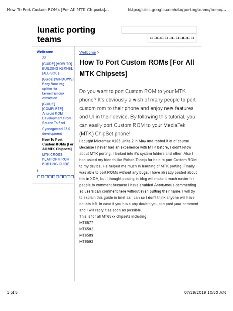 Porting Custom Roms Pdf Operating System Families Computer Architecture