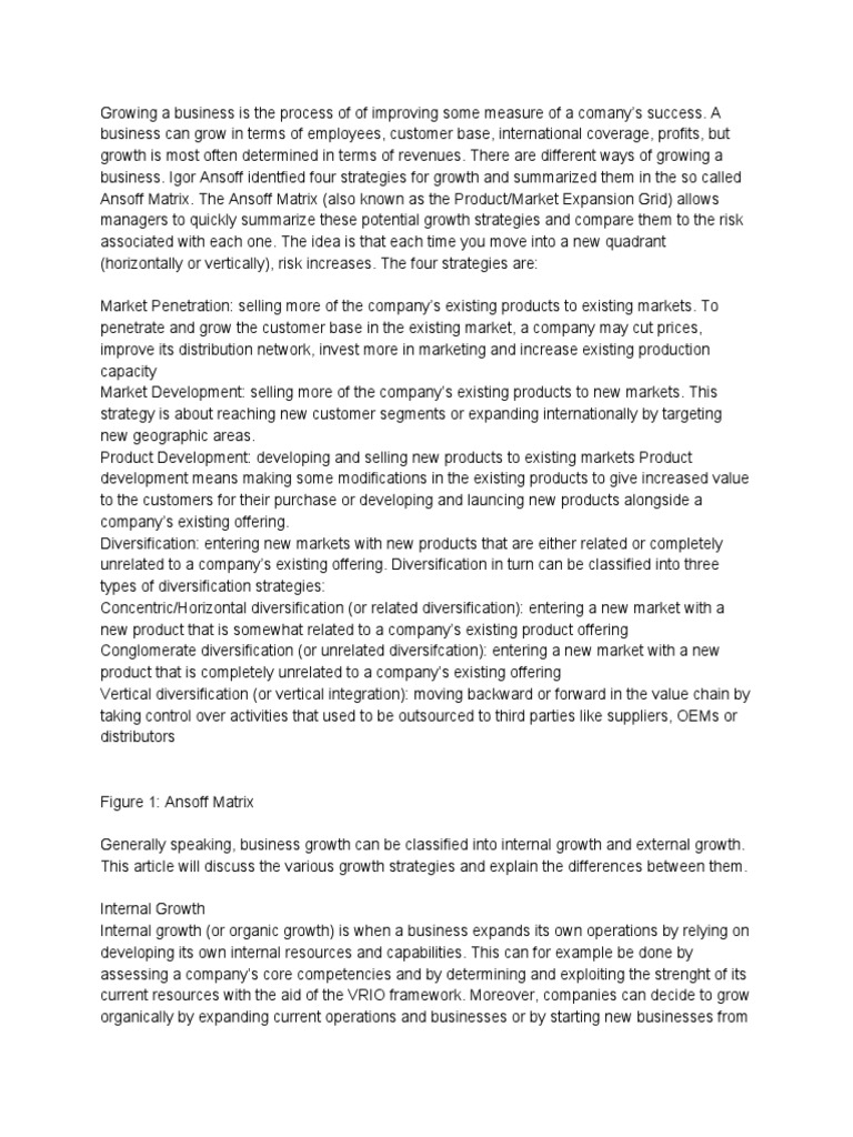 Internal And External Growth Strategies PDF PDF Mergers And