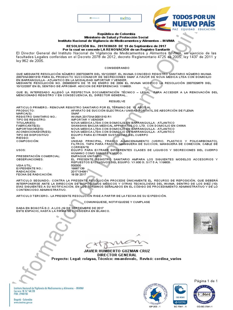 Registro Invima PDF | PDF | Bienestar | Medicina