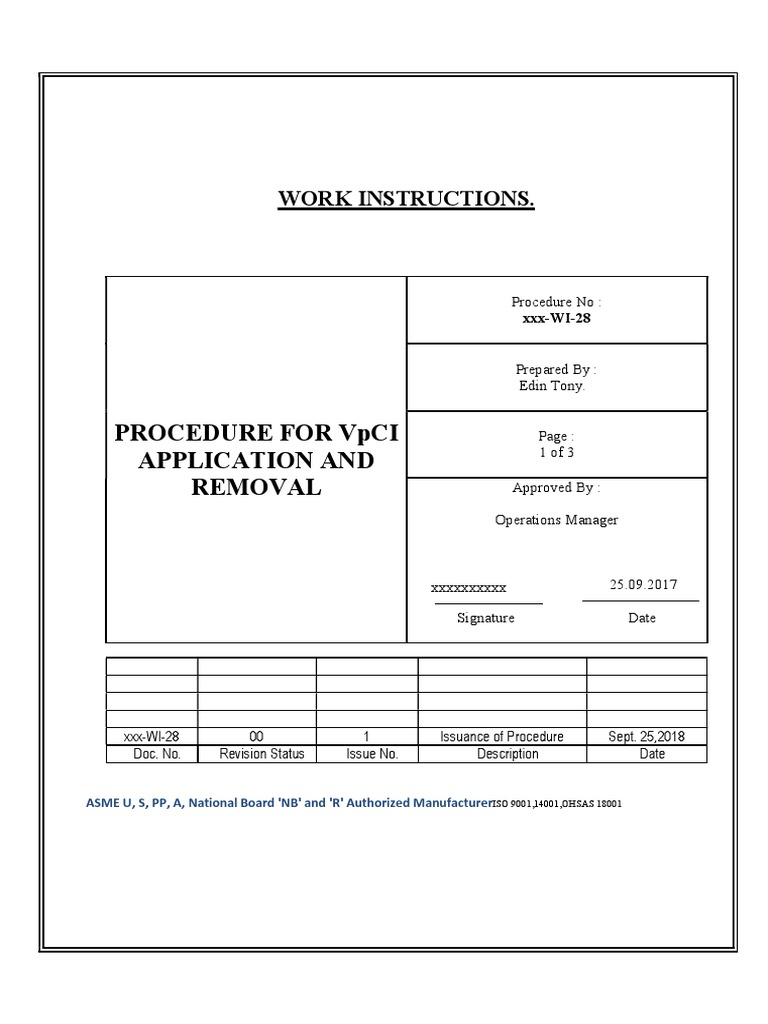 VPCL Application and Removal Procedudre | PDF | Vapor | Corrosion