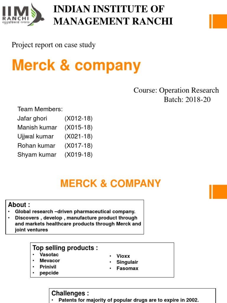 Merck & Co. Case Study Analysis | PDF | Merck & Co. | Generic Drug