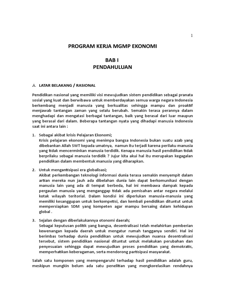 Program Kerja MGMP | PDF