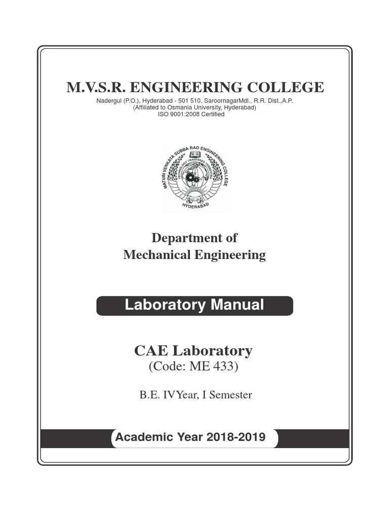CAE Lab Manual | PDF | Finite Element Method | Structural Analysis