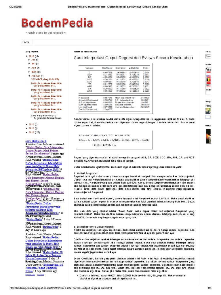 Cara Membaca Output Eviews | PDF