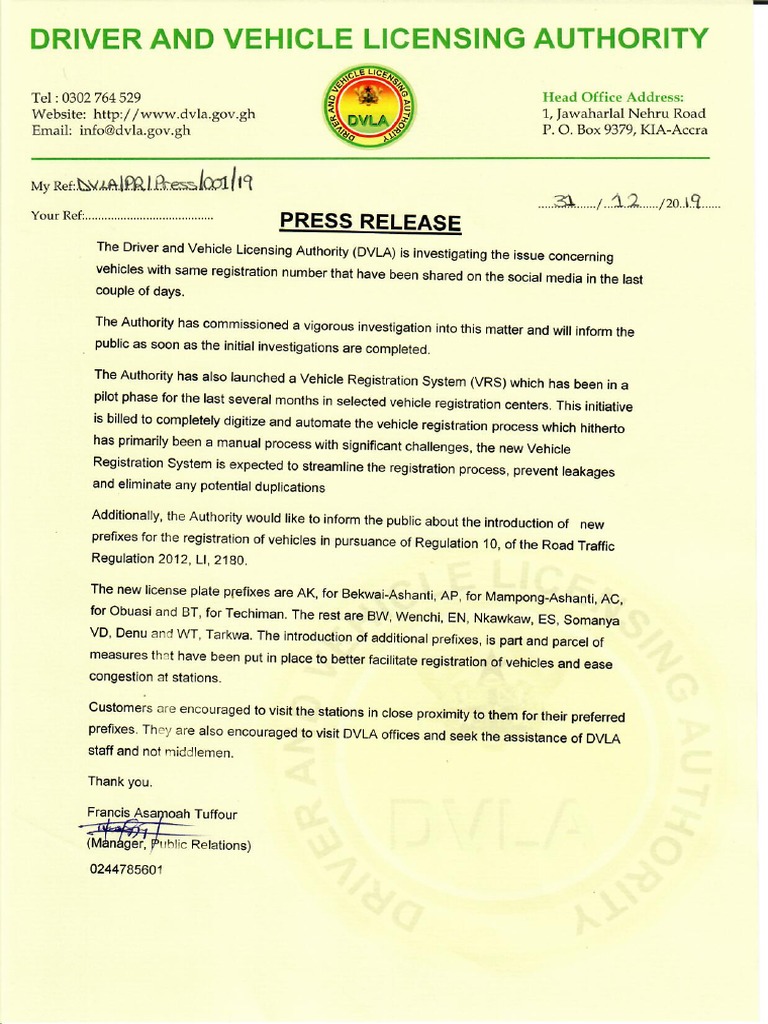 DVLA Introduce New Registration Prefixes | PDF