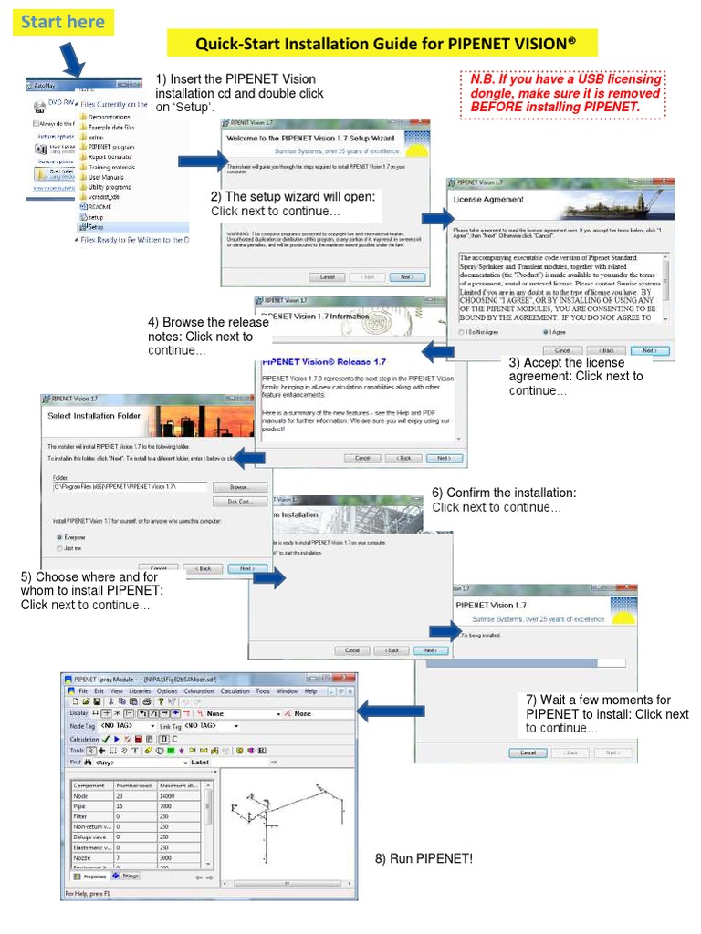 PIPENET Vision Quick Start Install Guide PDF | PDF