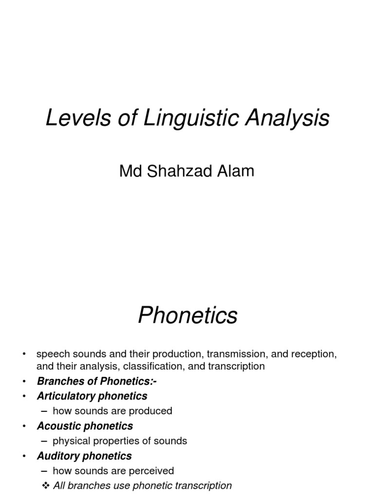 Levels of Linguistic System | PDF | Phonetics | Phrase