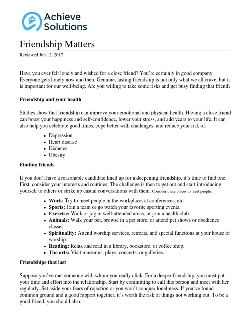 Friendship Matters | PDF | Friendship | Forgiveness