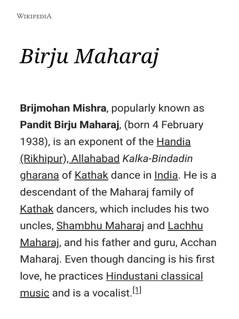 Birju Maharaj | PDF | Dances | Performing Arts