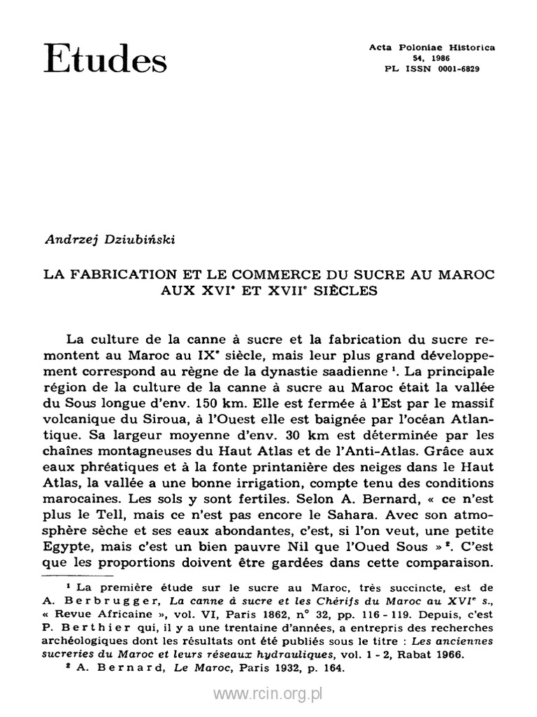 Sucre au Maroc aux XVIe et XVIIe siècles | PDF | Maroc | Sucre