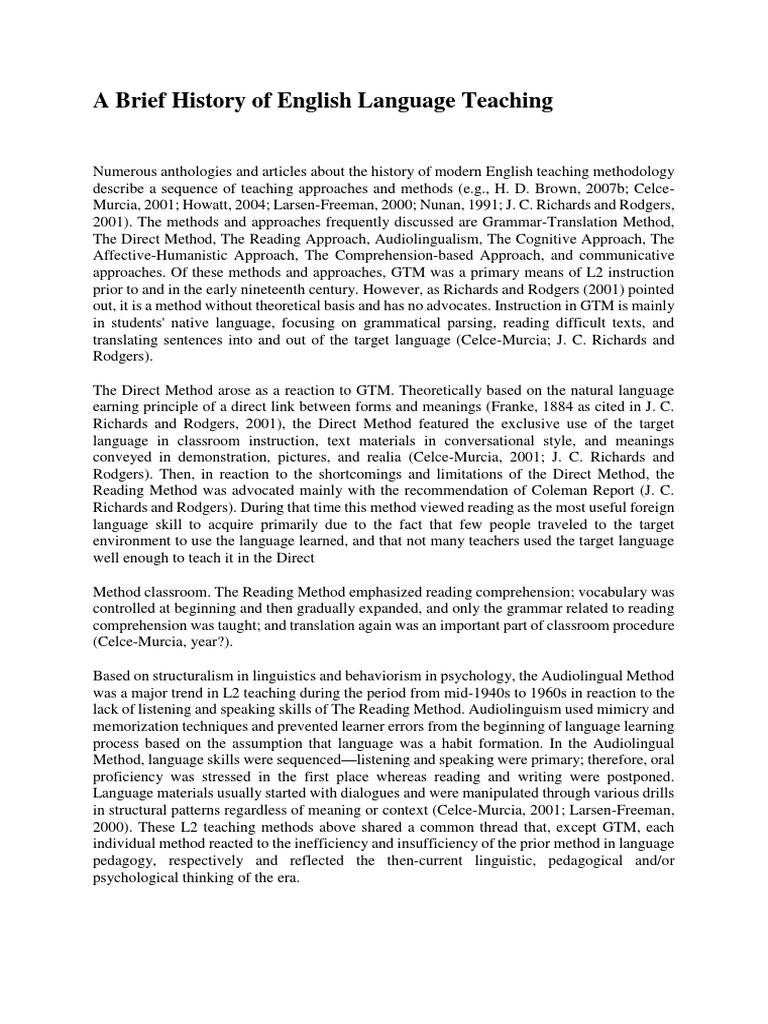 A Brief History of English Language Teaching | PDF | Second Language ...