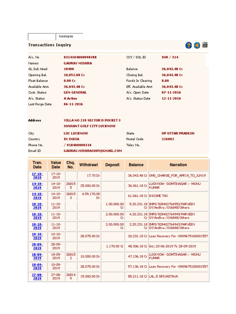 Transactions Inquiry | PDF | Business