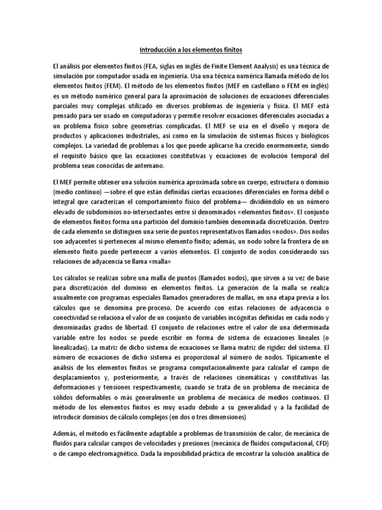 Introducción al Análisis por Elementos Finitos | PDF | Método de ...