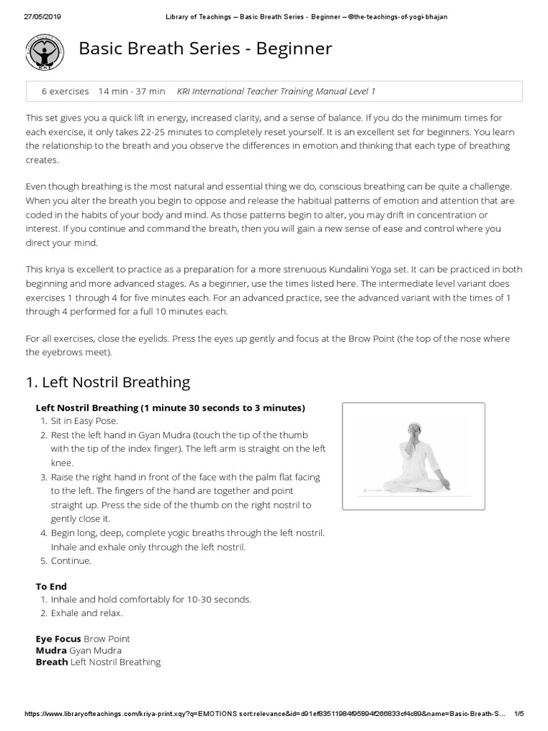 Basic Breath Series for Beginners | PDF | Breathing | Meditation