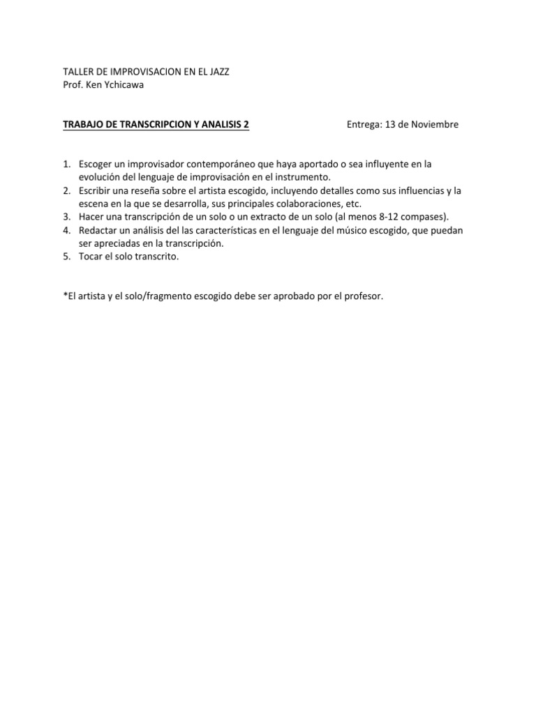 Jazz Impro - Transcripcion 2 | PDF | Jazz | Músicos