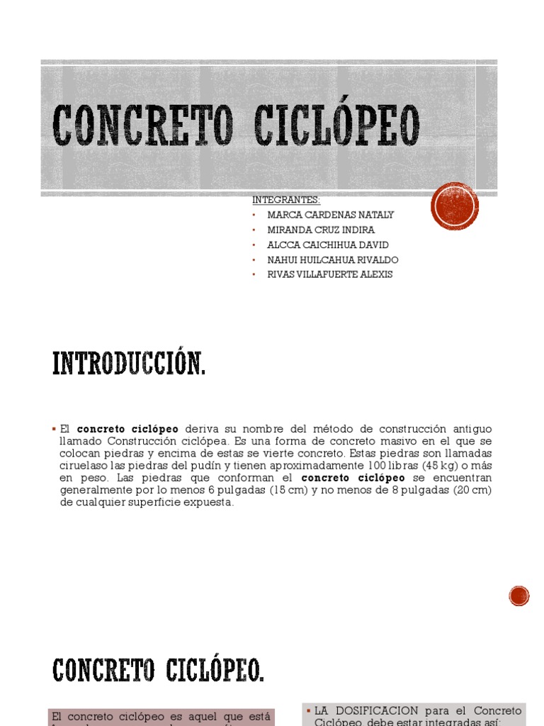Concreto ciclópeo DIAPO | PDF | Fundación (Ingeniería) | Hormigón