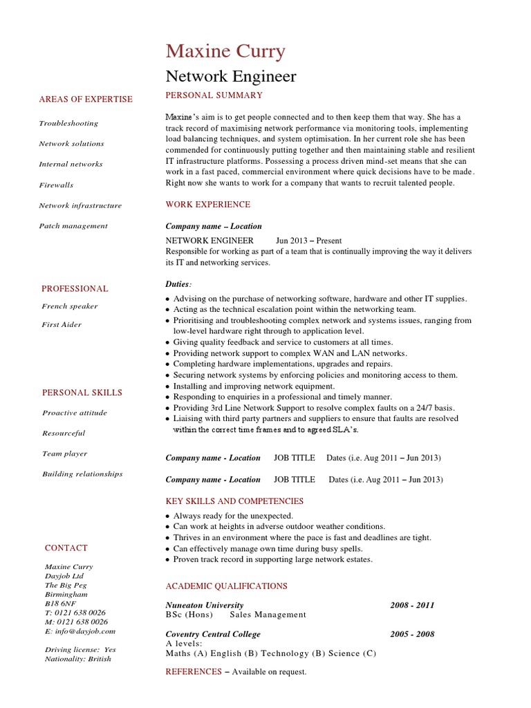 Network Engineer Resume Template PDF | PDF | Computer Network | Computing